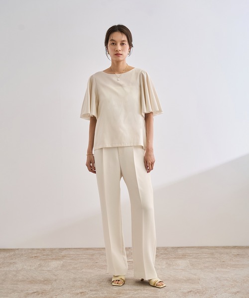 セール】【WEB・一部店舗限定】バックサテンセミフレアパンツ/洗える