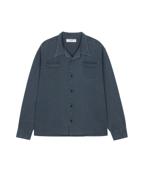 Washed open-collar shirt, navy（シャツ/ブラウス）｜GUVO（グボ）のファッション通販 - ZOZOTOWN