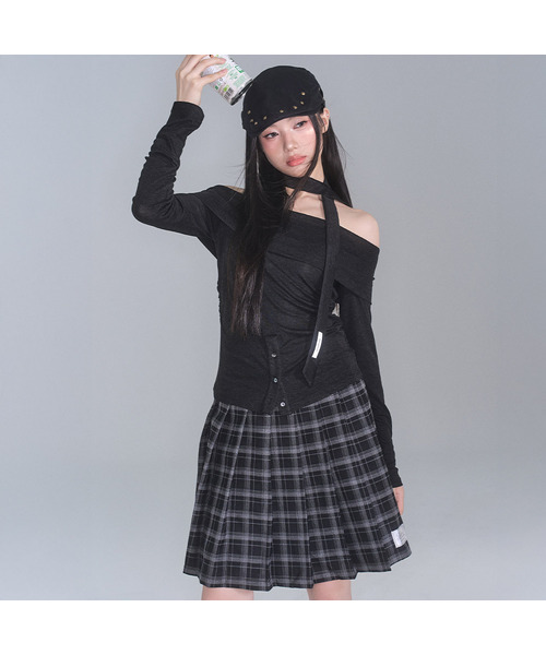 【セール】Ian Off-Shoulder Scarf Set [CHARCOAL]（Tシャツ/カットソー）｜ZEROPLANET（ゼロ ...