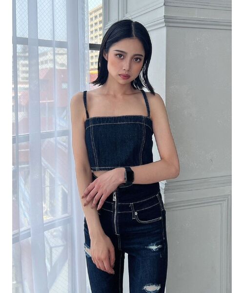 GYDA（ジェイダ）の「BACK レースアップデニムビスチェ（キャミソール）」 - WEAR