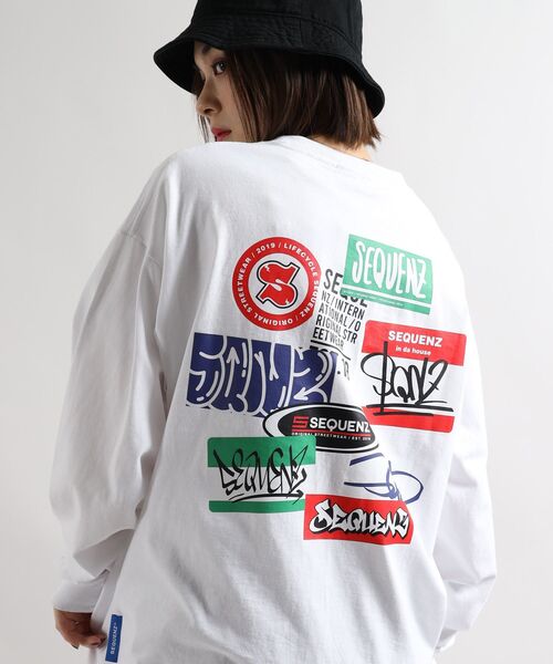 SEQUENZ（シークエンズ）の「【SEQUENZ】SQNZ TAGS LS TEE / グラフィティ ラバープリント ロンT（Tシャツ/カットソー）」 - WEAR