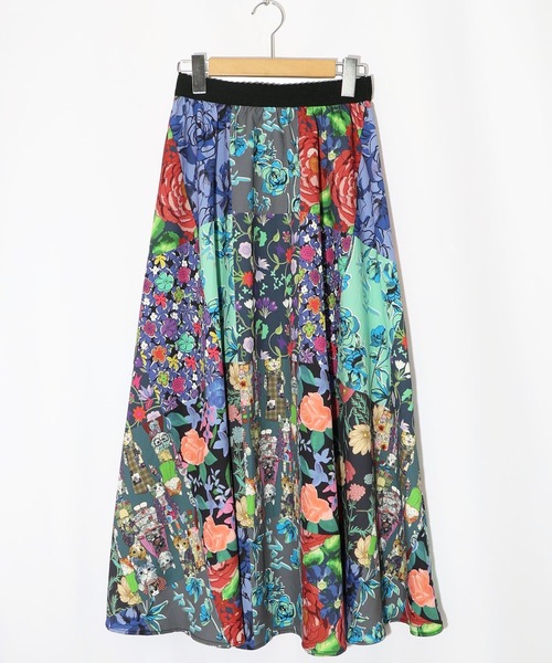 ScoLar（スカラー）の「152643：花柄ネコパッチワーク風スカート（スカート）」 - WEAR