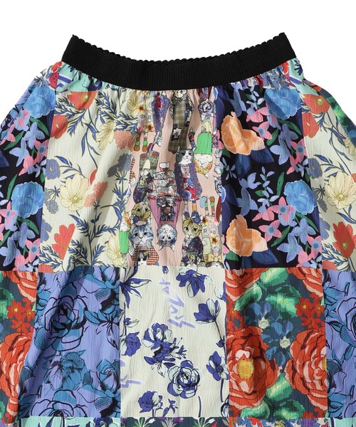 ScoLar（スカラー）の「152643：花柄ネコパッチワーク風スカート（スカート）」 - WEAR