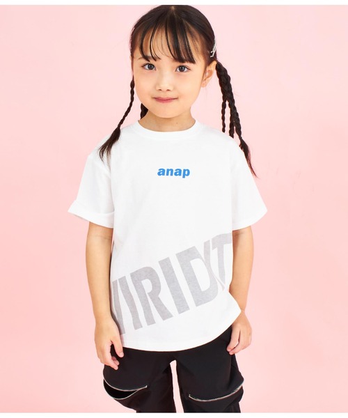 ANAP kids（アナップキッズ）の「コットン 100% ロゴ プリント ビッグ Tシャツ（Tシャツ/カットソー）」 - WEAR