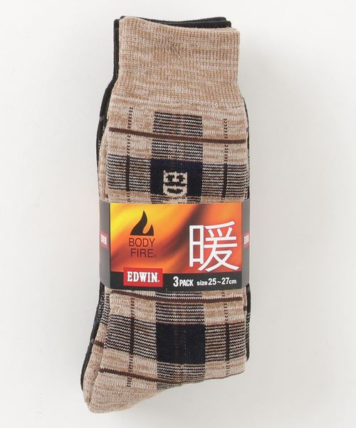 EDWIN（エドウィン）の「【EDWIN】BODY FIRE「暖」メンズ・クルーソックス 3足組み（ソックス/靴下）」 - WEAR