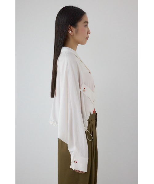 【30％OFF】 【PLUS】ショートギャザーシアーシャツ WOMENSレディース PLUS】ショートギャザーシアーシャツ