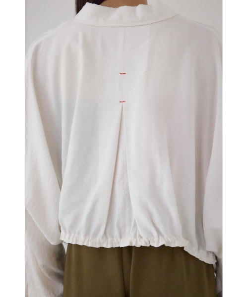 PLUS】ショートギャザーシアーシャツ