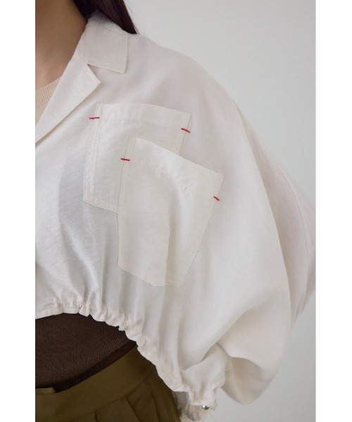 PLUS】ショートギャザーシアーシャツ