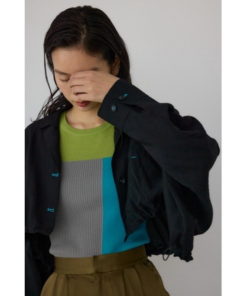 PLUS】ショートギャザーシアーシャツ