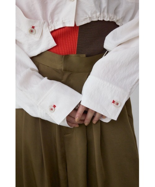 PLUS】ショートギャザーシアーシャツ