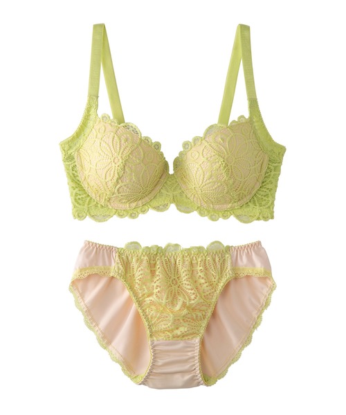 YU'NOW（ユナウ）の「【B～Iカップ/推し活応援】レーシー脇高スッキリブラ＆ショーツ～配色カラー～（ブラ&ショーツ）」 - WEAR