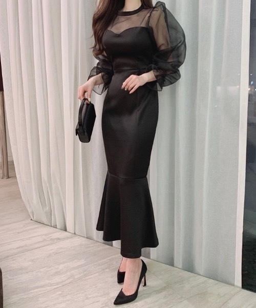 Teem Store（チームストア）の「シースルー チュール切り替えマーメイドドレス（ワンピース）」 - WEAR