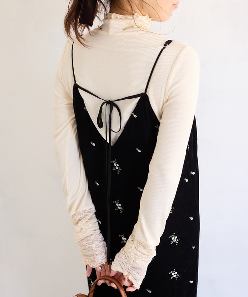 刺繍アソートベロアキャミワンピース/2WAY（ワンピース）｜VIS（ビス