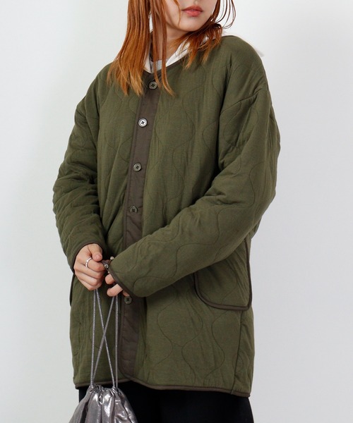 Arinomama（アリノママ）の「Arinomama 綿キルティングロングコート（ノーカラージャケット）」 - WEAR