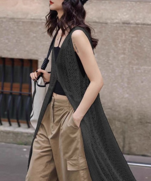 CELENA BEATS（セレナビーツ）の「アシンメトリー レース ロングシアー カーディガン（カーディガン/ボレロ）」 - WEAR