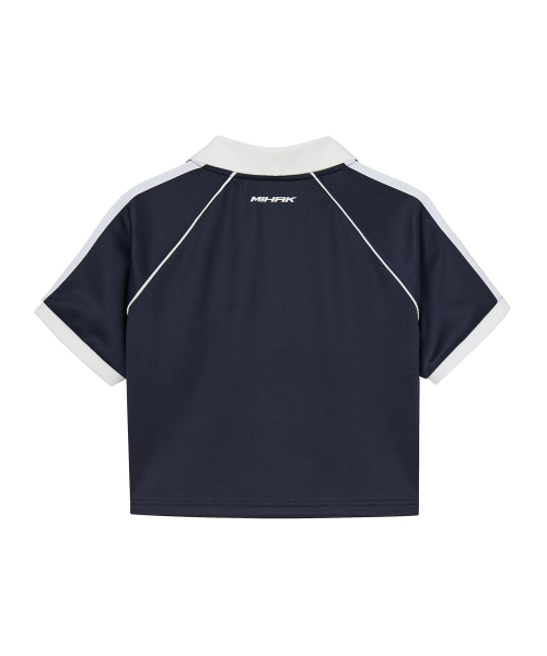 MIHAK（ミハク）の「94 フットボールクロップジャージTシャツ (NAVY)（Tシャツ/カットソー）」 - WEAR