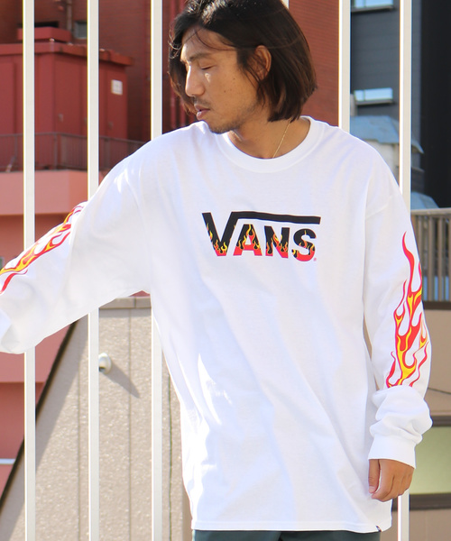 VANS（バンズ）の「VANS/ヴァンズ Fire Pattern FLV L/S T-Shirt（Tシャツ/カットソー）」 - WEAR