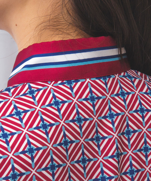 NARACAMICIE】幾何柄サテン長袖シャツ（シャツ/ブラウス