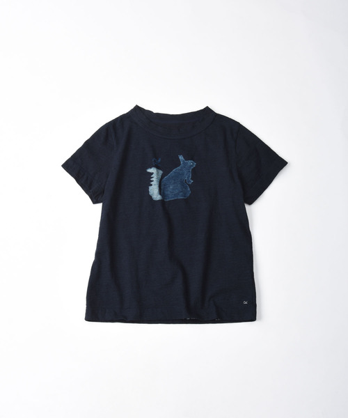 45R（フォーティファイブアール）の「リスのプリントTシャツ（インディゴ）（Tシャツ/カットソー）」 - WEAR