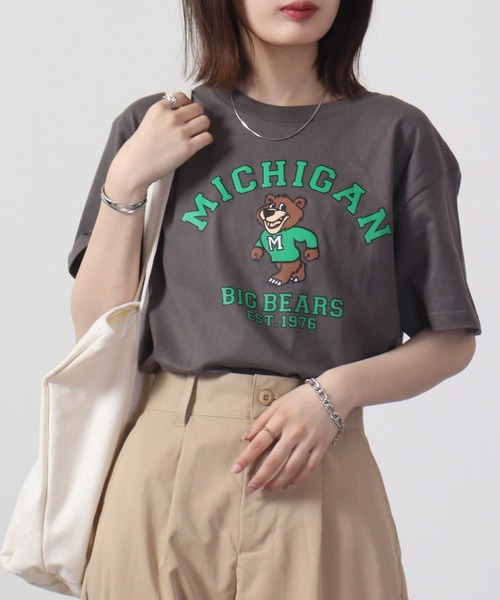 MODISH GAZE（モディシュガゼ）の「MODISH GAZE MICHIGANクマプリントTシャツ 半袖（Tシャツ/カットソー）」 - WEAR