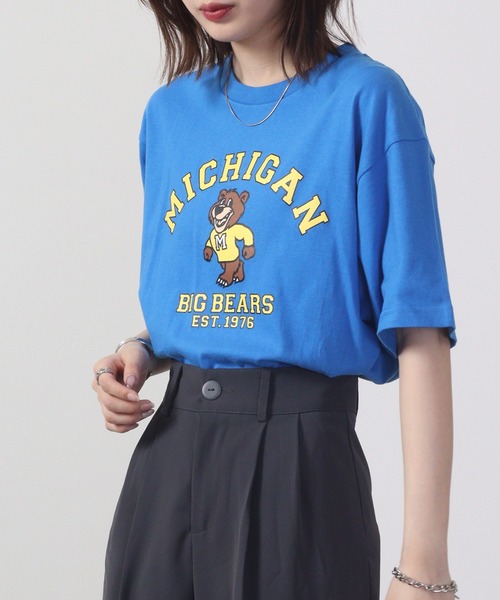 MODISH GAZE（モディシュガゼ）の「MODISH GAZE MICHIGANクマプリントTシャツ 半袖（Tシャツ/カットソー）」 - WEAR