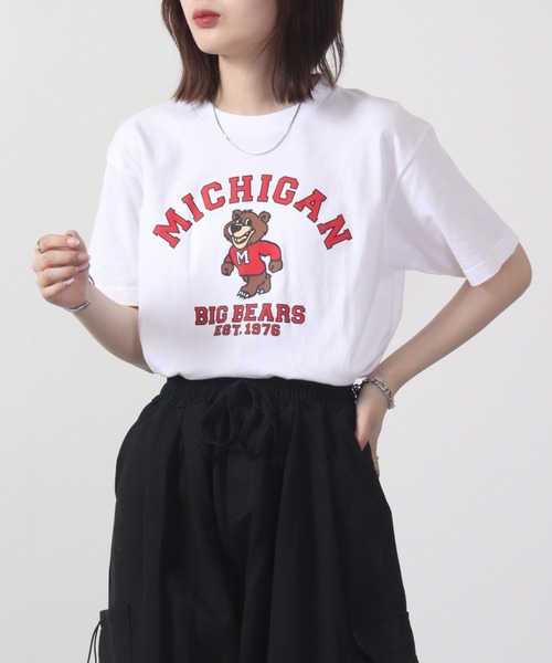 MODISH GAZE（モディシュガゼ）の「MODISH GAZE MICHIGANクマプリントTシャツ 半袖（Tシャツ/カットソー）」 - WEAR