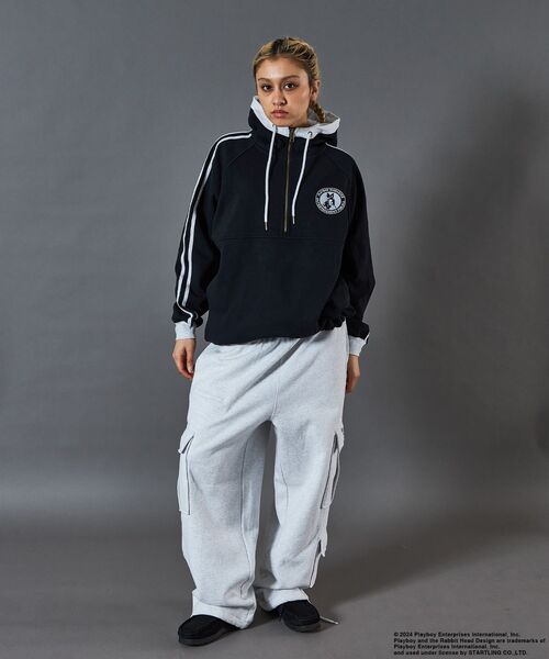 PLAYBOY（プレイボーイ）の「【SEQUENZ】PB FADE 1/2 ZIP HOODIE / プレイボーイ ビックサイズ ハーフジップ バニー ガール バイオウォッシュフード（パーカー ...