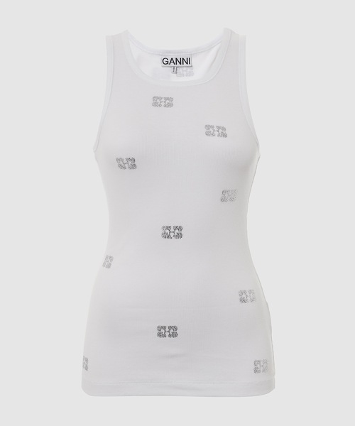 Soft Cotton Rib Rhinestone Butterfly Tank Top（Tシャツ/カットソー）｜GANNI（ガニー）の ...