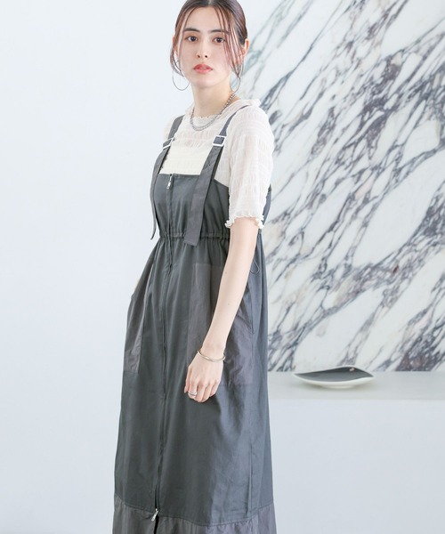 LEPSIM（レプシィム）の「異素材ZIPジャンスカ 121994（ジャンパースカート）」 - WEAR
