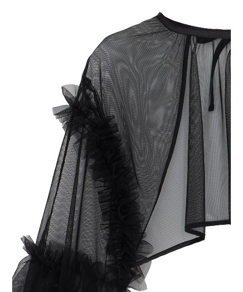 Ameri（アメリ）の「BLACK TULLE SLEEVE RAFFLE BOLERO（カーディガン/ボレロ）」 - WEAR