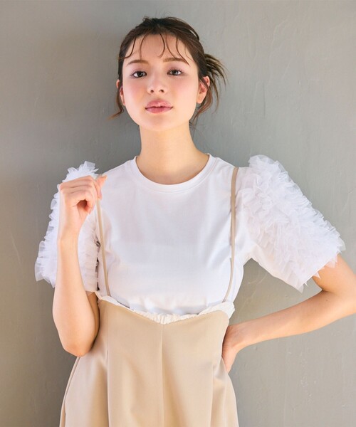 【セール】【洗える】チュールスリーブ Tシャツ（Tシャツ/カットソー）｜Feroux（フェルゥ）のファッション通販 - ZOZOTOWN