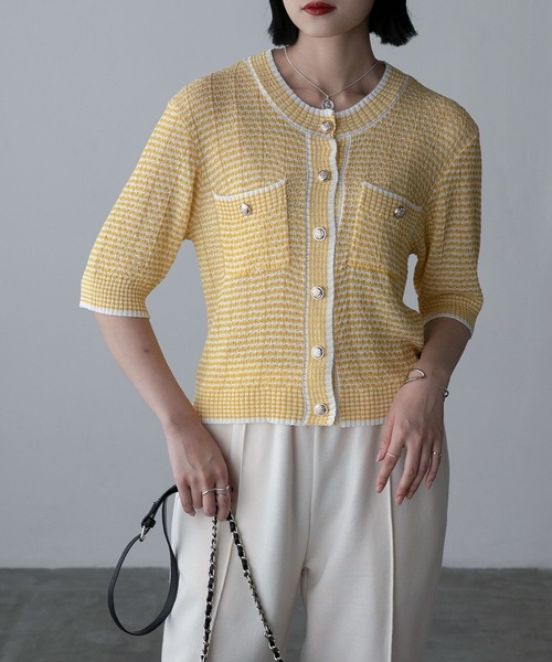 Anss.me（アンスミー）の「【Anss.me】サマーニット金ボタンコンパクトカーディガン（カーディガン/ボレロ）」 - WEAR