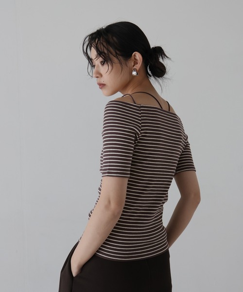 hellam（へラム）の「オフショルボーダーリブトップス（Tシャツ/カットソー）」 - WEAR