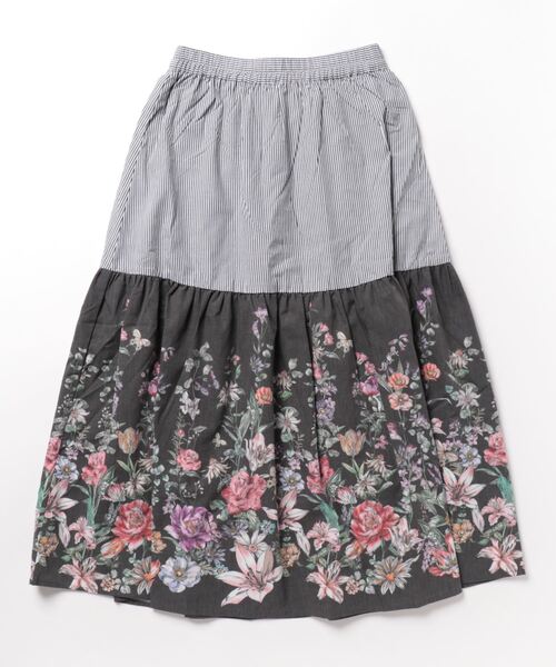 iS ScoLar（イズスカラー）の「531029：花柄ストライプティアードスカート（スカート）」 - WEAR