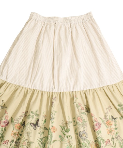 iS ScoLar（イズスカラー）の「531029：花柄ストライプティアードスカート（スカート）」 - WEAR
