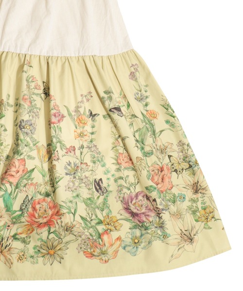 iS ScoLar（イズスカラー）の「531029：花柄ストライプティアードスカート（スカート）」 - WEAR