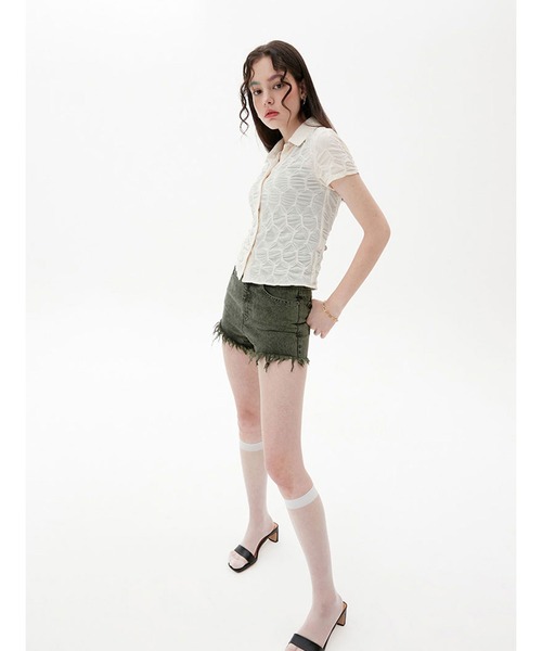 KIRSH（キルシー）の「KIRSH COLOR DYEING FRINGE DENIM SHORT PANTS KH/フリンジデニムショート ...