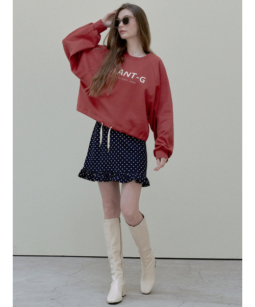 AVANT-G（アバン）の「String Crop Overfit Sweatshirt - brick（スウェット）」 - WEAR