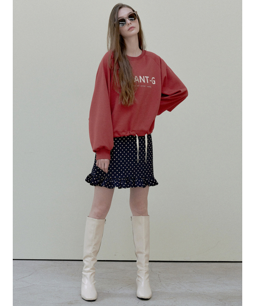 AVANT-G（アバン）の「String Crop Overfit Sweatshirt - brick（スウェット）」 - WEAR