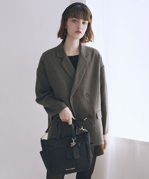 撥水加工リボンチャームマルチポケットトートS（トートバッグ