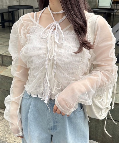 シャーリングチュールカーデ（カーディガン/ボレロ）｜OLIVE des OLIVE（オリーブデオリーブ）のファッション通販 - ZOZOTOWN