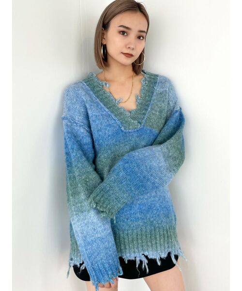 EMODA（エモダ）の「オーバーVネッククラッシュニット（ニット/セーター）」 - WEAR