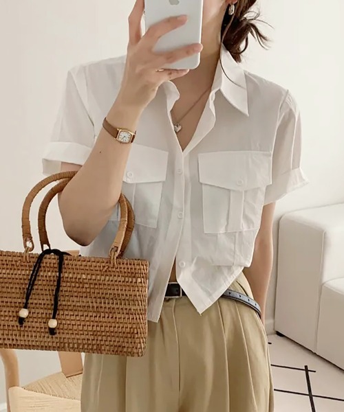 ダブルポケットクロップドシャツ（シャツ/ブラウス）｜LAFFMO（ラフモ）のファッション通販 - ZOZOTOWN