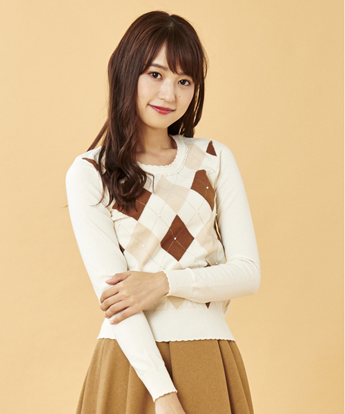 Cherite by PRIME PATTERN（シェリエットバイプライムパターン）の「アーガイルニットプルオーバー（ニット/セーター）」 - WEAR