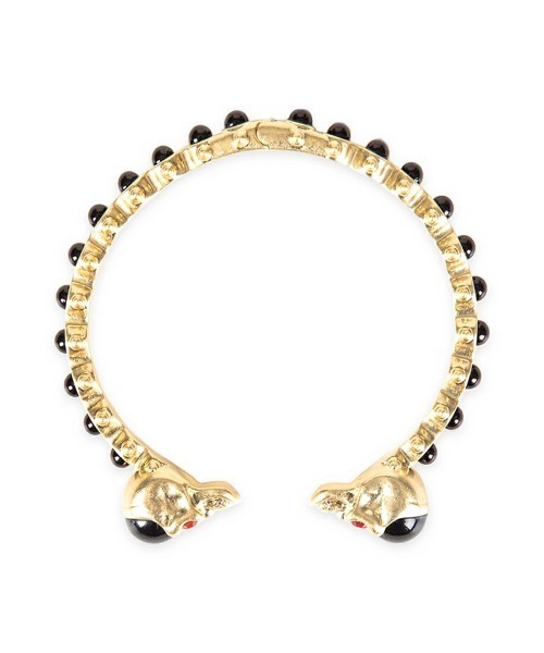 Evae mob（エヴァーモブ）の「『EVAE+ MOB』*Evae Black Pearl Skull Bangle/ブラック パール ...