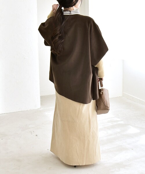 セール】quaranciel: ダブル パイル ニット ショート ポンチョ コート