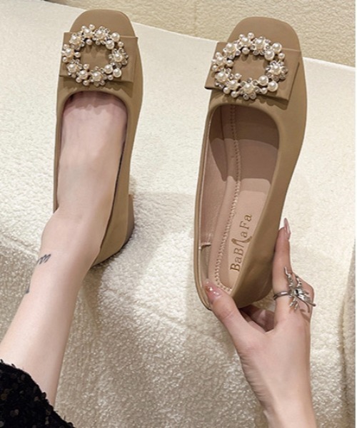 【セール】【OKUOKU 0909】パールモチーフ バレエシューズ oku-shoes-709400550043-26 U（バレエシューズ ...