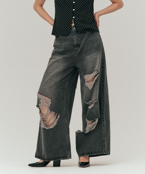YOOU（ユー）の「Damage denim pants（ダメージデニムパンツ）（デニムパンツ）」 - WEAR
