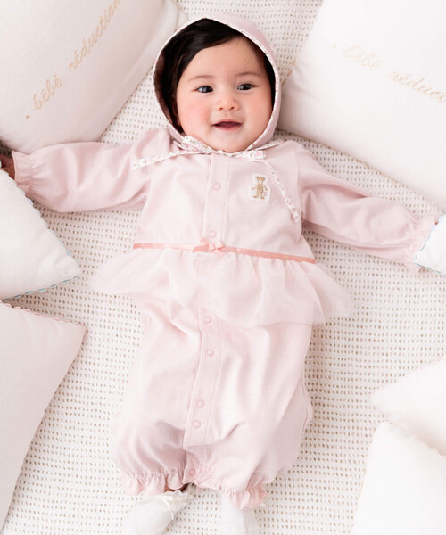 PlaXコットンチュールフリル2WAYオール(50~75cm)（ロンパース）｜fillot de bebe reduction（フィヨデュベベルダクティオン）のファッション通販 - ZOZOTOWN