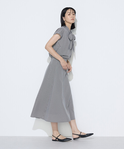 セール】シアーサッカーギンガム フレアスカート（スカート）｜COMME